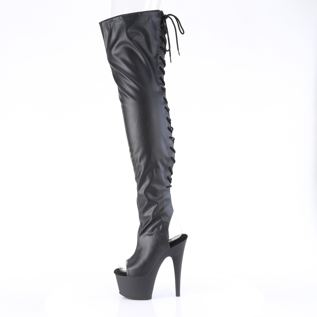 7″ Heel, 2 3/4″ PF Open Heel/Toe Thigh High Boot, Side Zip – Pleasure Zone