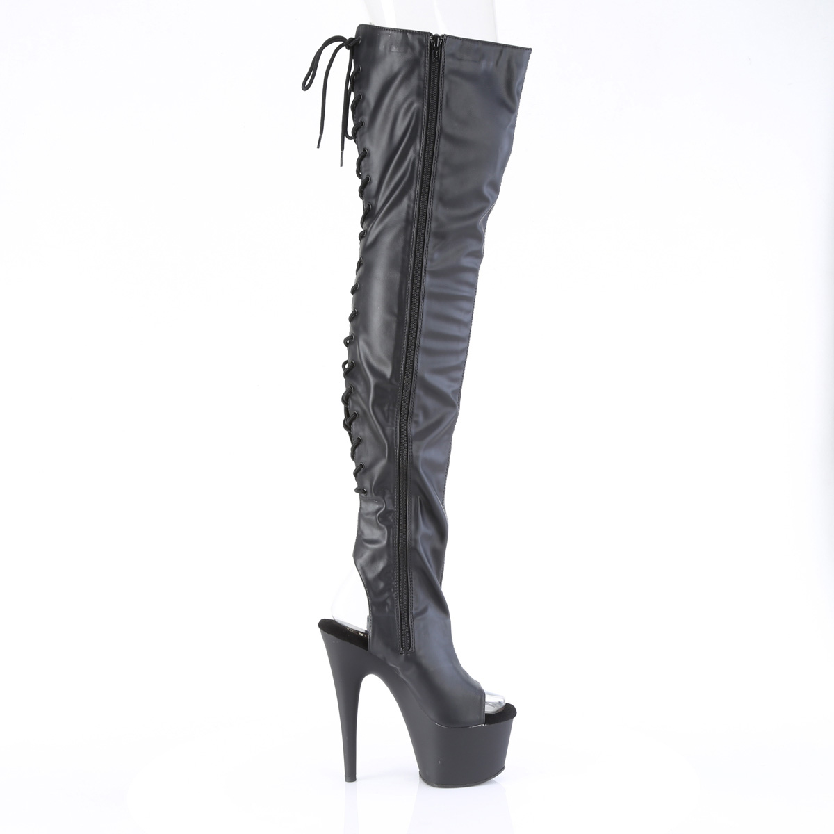 7″ Heel, 2 3/4″ PF Open Heel/Toe Thigh High Boot, Side Zip – Pleasure Zone